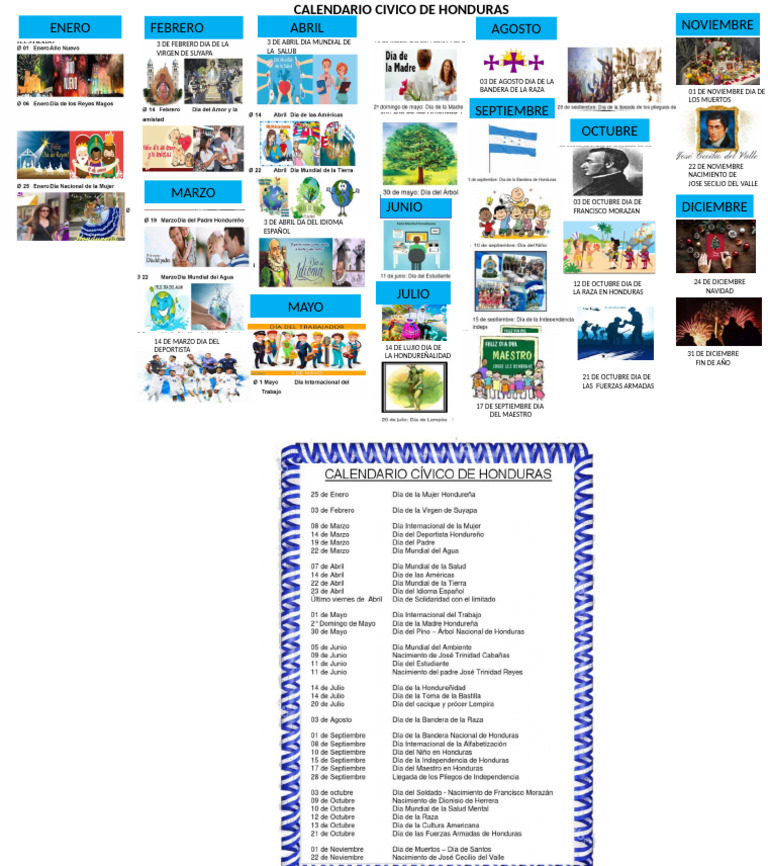 Calendario Cívico de Honduras 2025 | PDF
