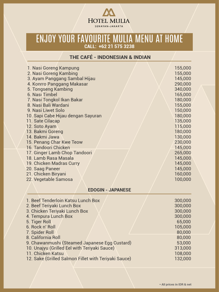 Mulia Food To Go - Menu | PDF | Tofu | Curry
