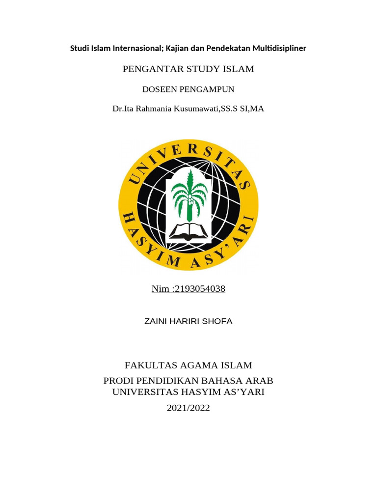 Zaini Rangkuman 2 Study Islam Internasional Kajian Dan Pendekatan Multidisipliner | PDF