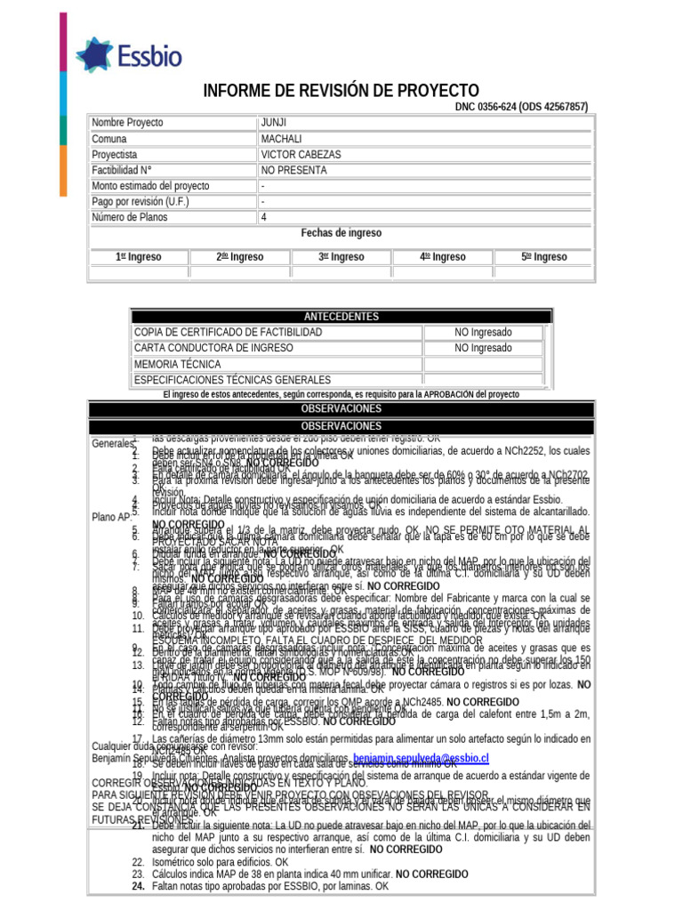 Informe de Revisión de Proyecto: Antecedentes | PDF