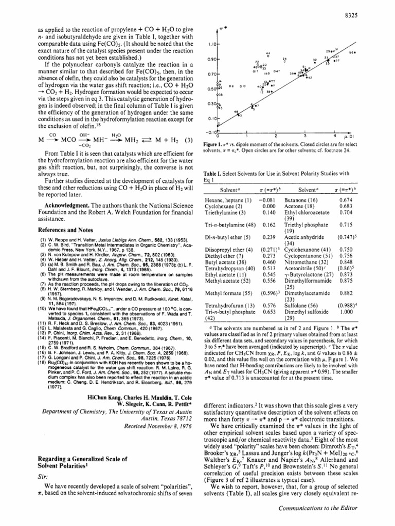 Regarding a Generalized Scale of Solvent Polarities | PDF | Catalysis ...