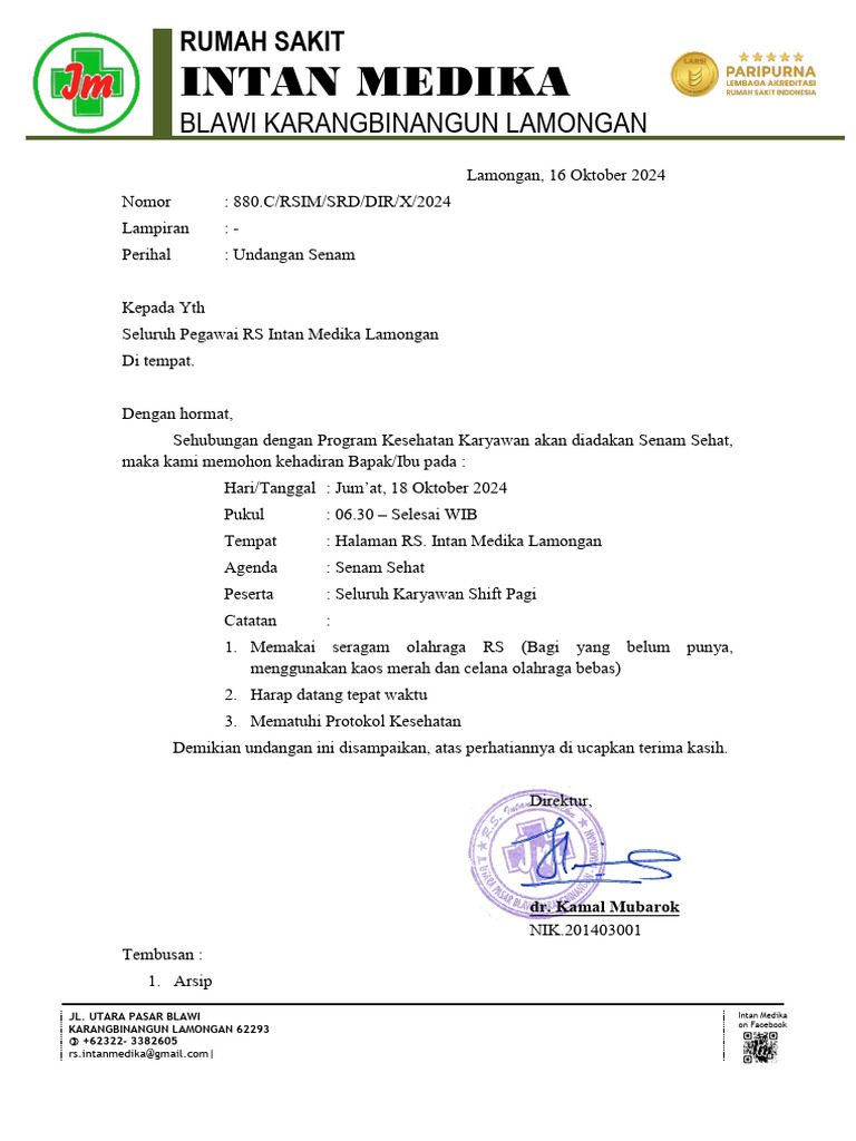 Undangan Senam 18 Oktober 2024 | PDF