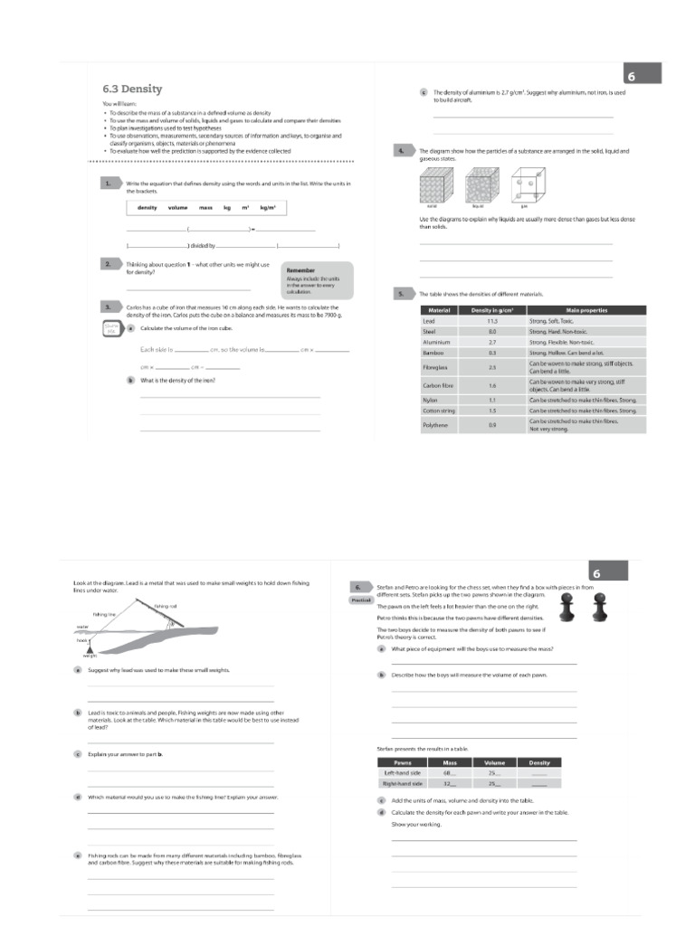 Density - Practice Worksheet | PDF