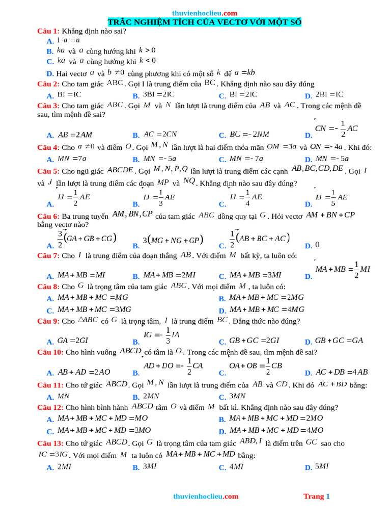 70 Tich Cua Mot Vec To Voi Mot So | PDF