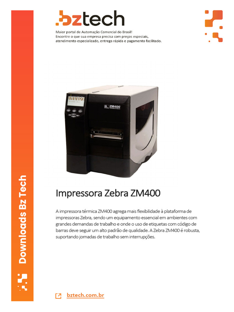 Manual de Instruções ZEBRA ZM400 | PDF | Printer (Computing ...
