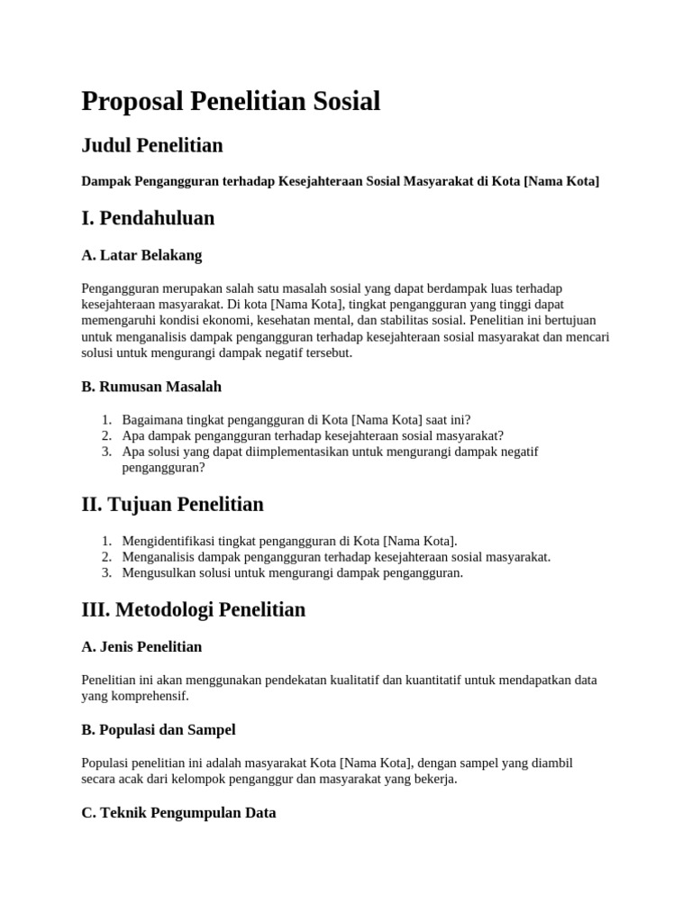 Contoh Proposal Penelitian Sosial Sederhana | PDF | Pengelolaan ...
