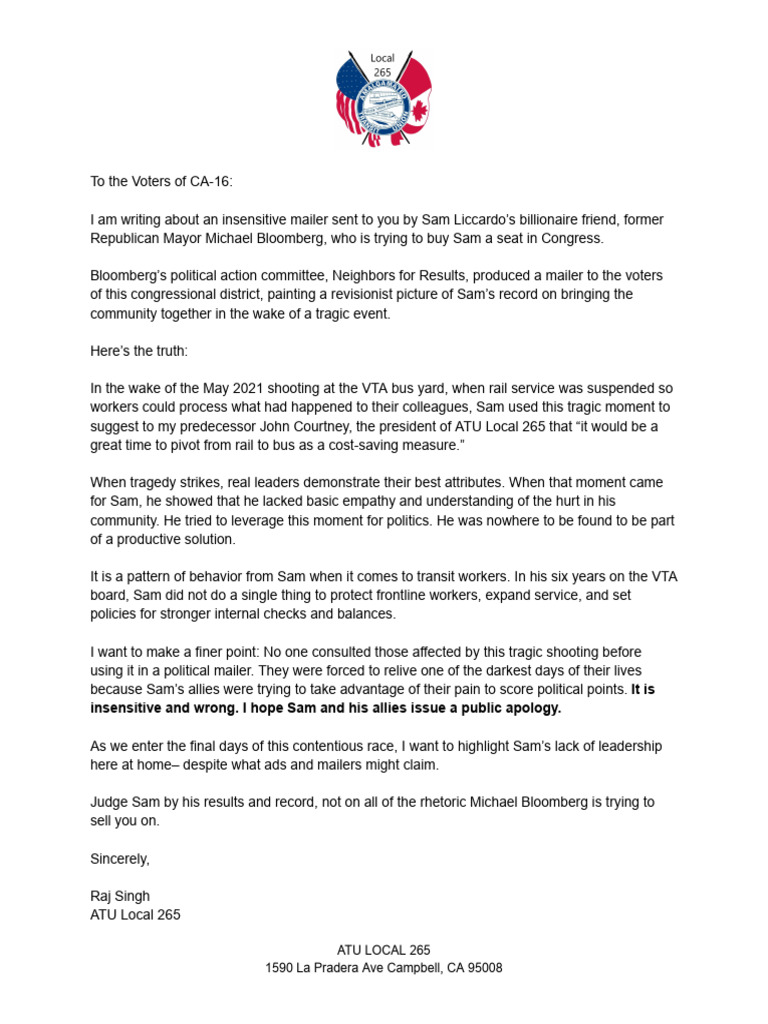 Local 265 letter | PDF