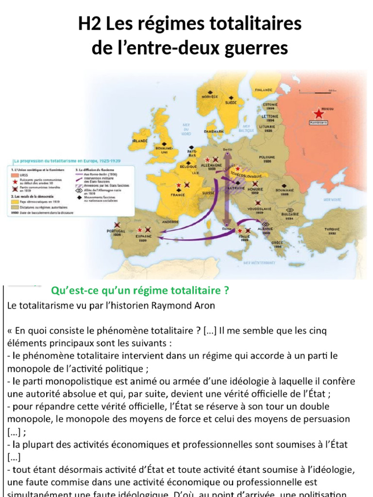 H2 Les Régimes Totalitaires de L'entre-Deux Guerres | PDF | Allemagne ...