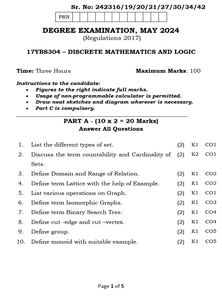 242316.19.20.21.27.30.34.42 17ybs304 - Discrete Mathematics and Logic ...