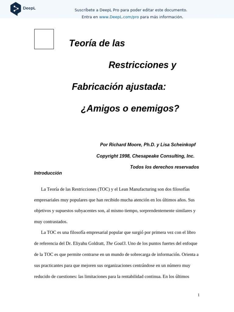 Toc - Lean Es | PDF | Lean Manufacturing | Business