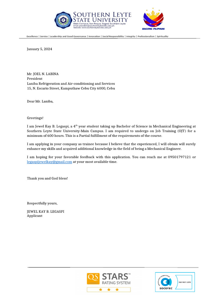 Application Letter | PDF