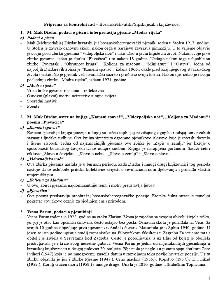 Priprema Za Kontrolni Rad | PDF