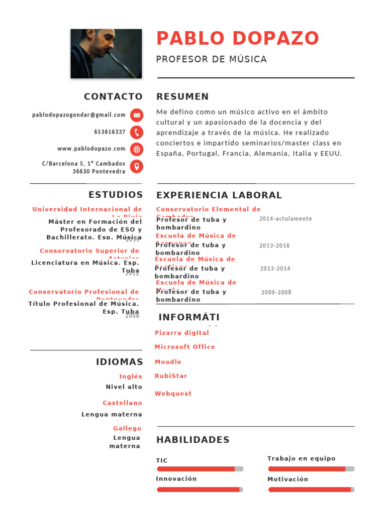 Curriculum Pablo Dopazo Formato - Concentrado | PDF
