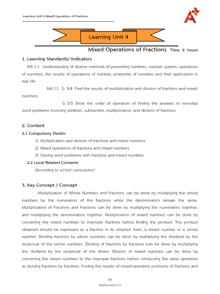 Mixed Operations with Fractions Guide | PDF | Division (Mathematics ...
