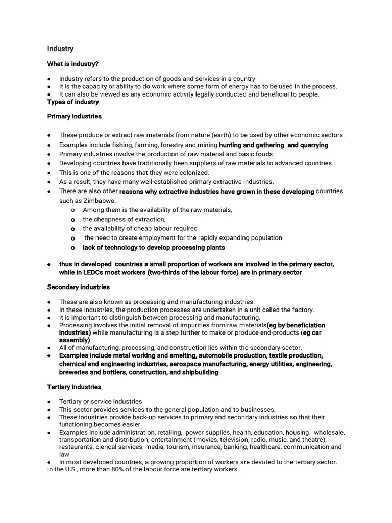 A - Level Industry Notes | PDF