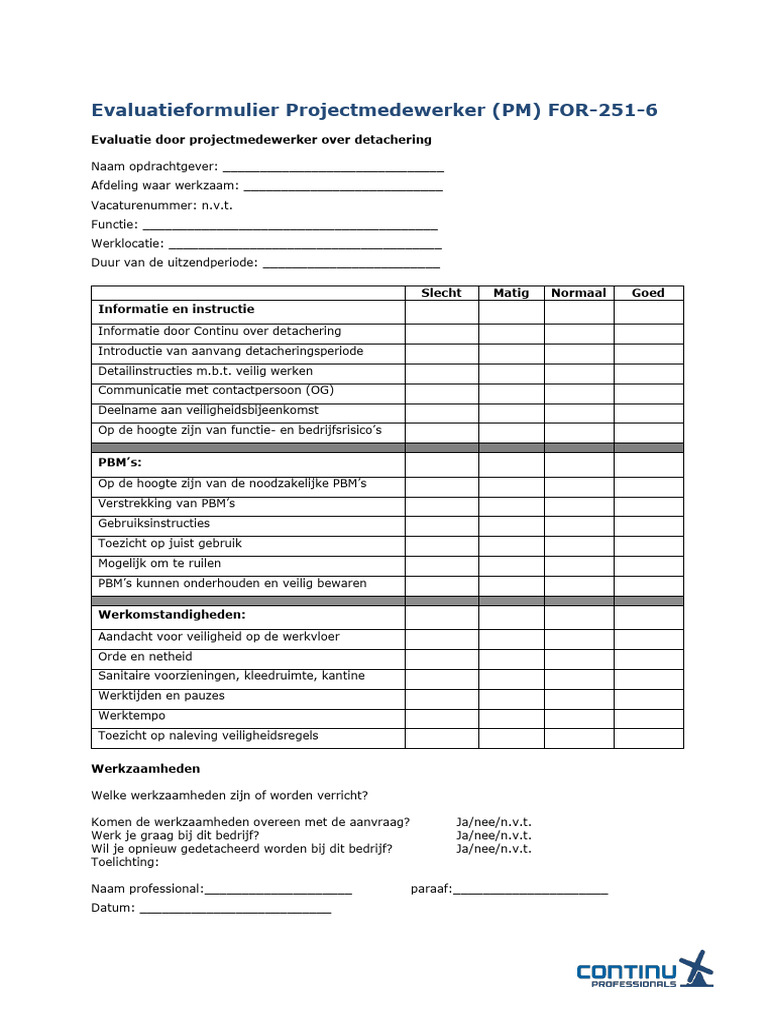 Evaluatieformulier | PDF