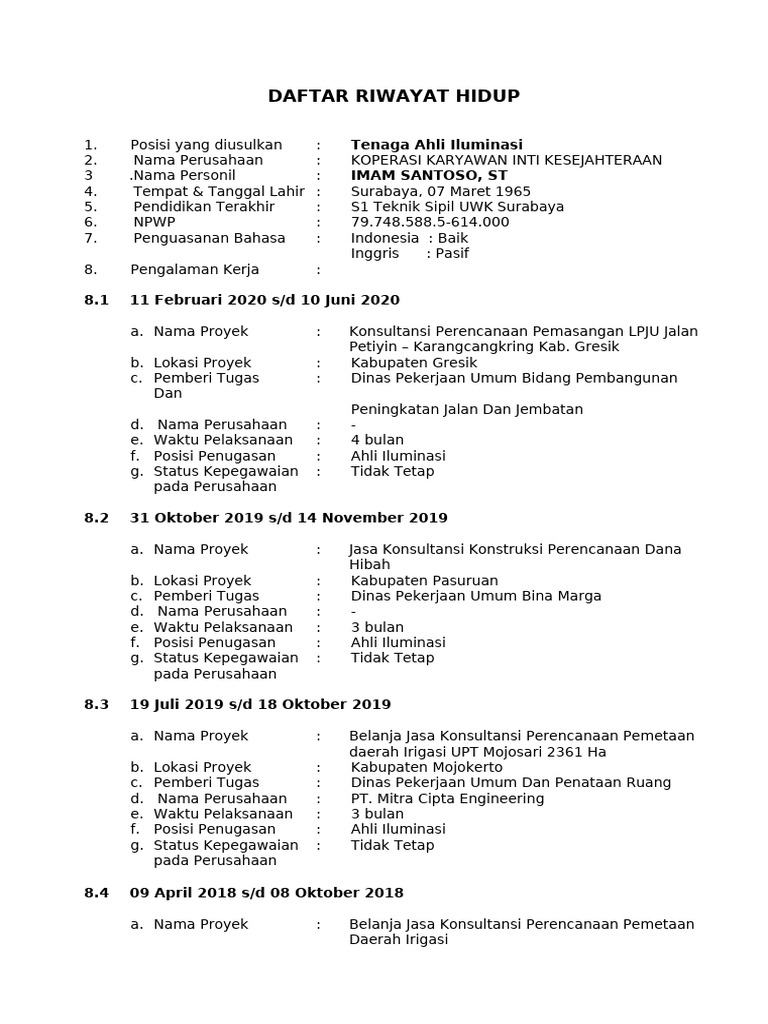 Daftar Riwayat Hidup Imam | PDF | Seni | Sains & Matematika