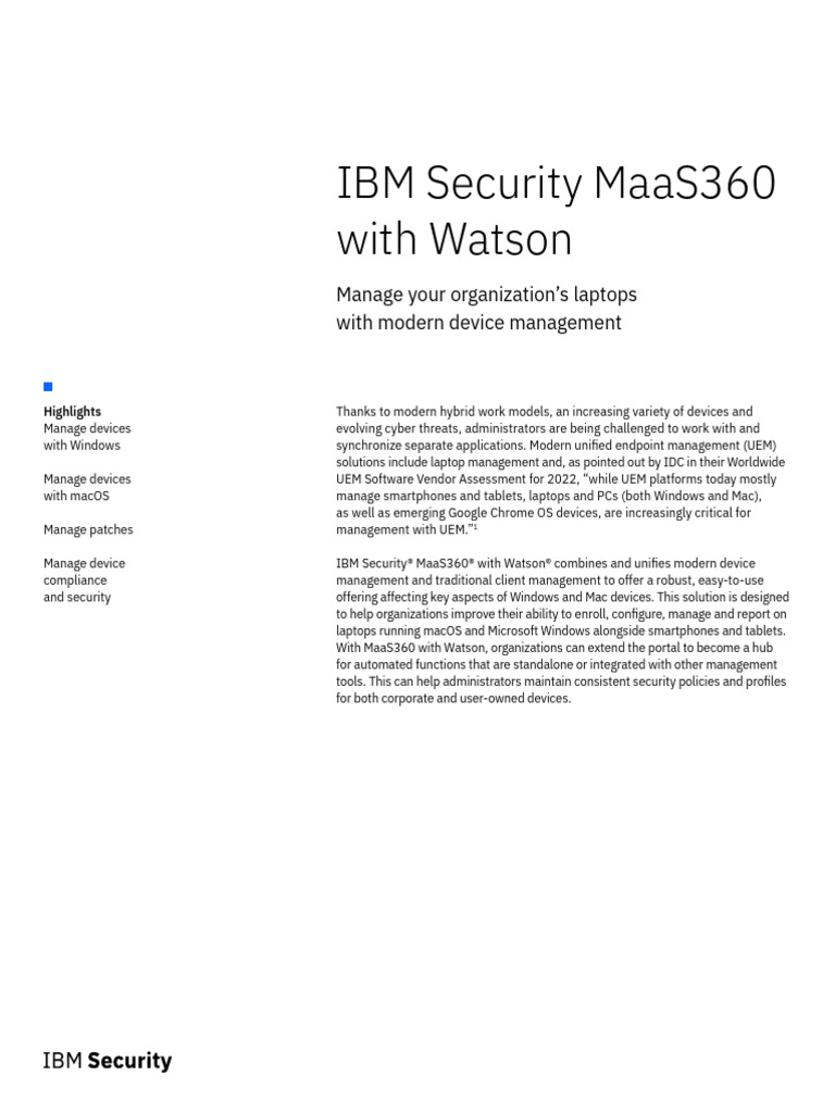 IBM MaaS360 with Watson for Device Management | PDF | Microsoft Windows | Mac Os