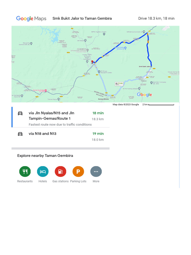 Map SMK Bukit Jalor Ke Taman Gembira | PDF