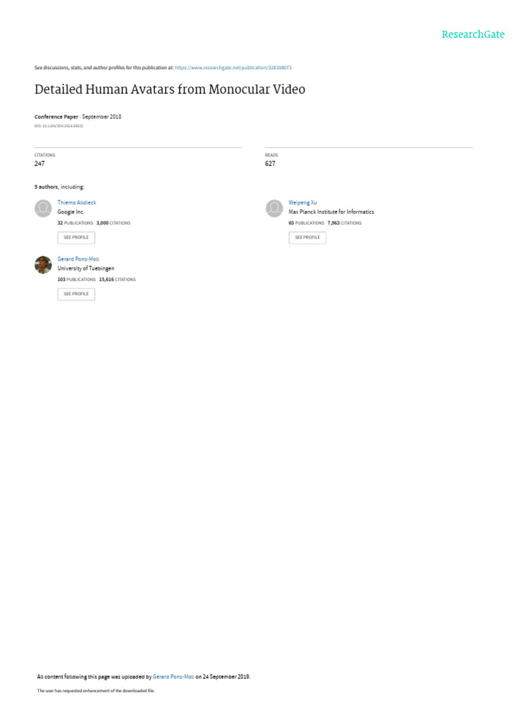 alldieck2018detailed | PDF | Texture Mapping | 3 D Computer Graphics