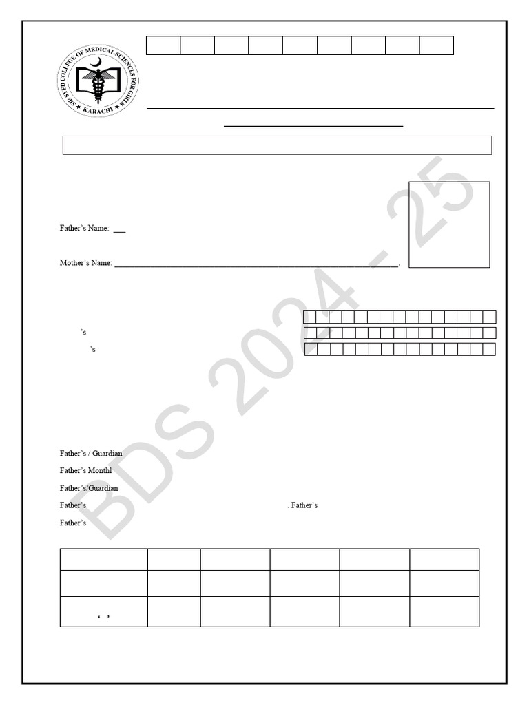 BDS Form 2024 25 | PDF