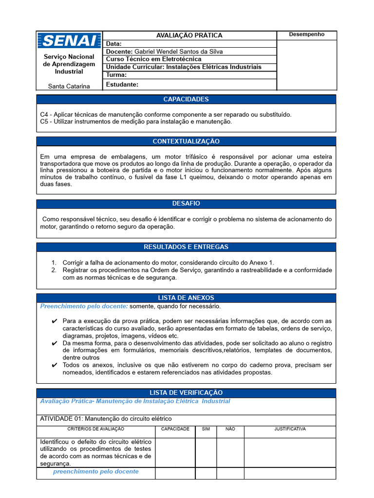 Template Prova Prática | PDF | Eletricista
