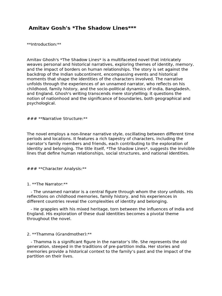 THE SHADOW LINES | PDF | Identity (Social Science) | Narrative