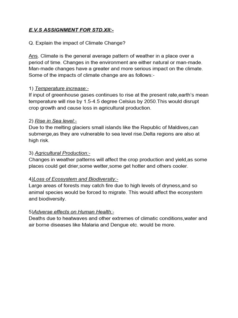 EVS Assignment Std | PDF