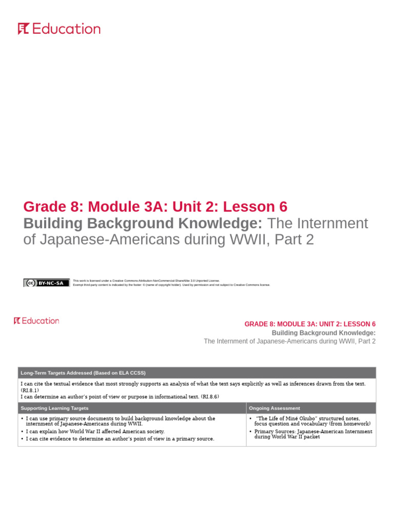 Eled 8m3a Module 3a U2 l6 0316 | PDF | Internment Of Japanese Americans | Curriculum