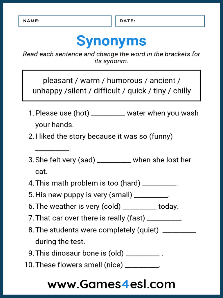 Synonym Worksheet 3 1 2 1 | PDF | Language Arts & Discipline | Foreign ...