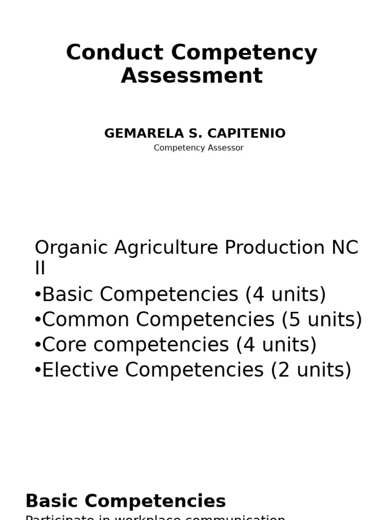 Conduct Competency Assessment | PDF