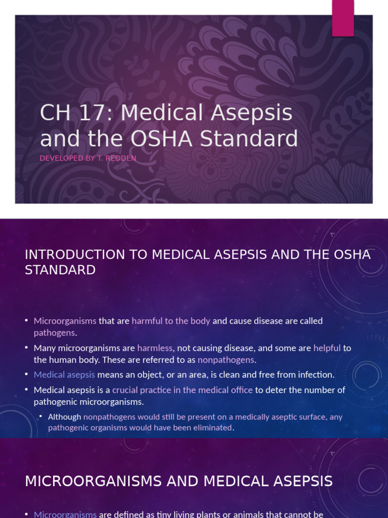 CH 17 Medical Asepsis and The OSHA Standard | PDF | Bacteria | Infection