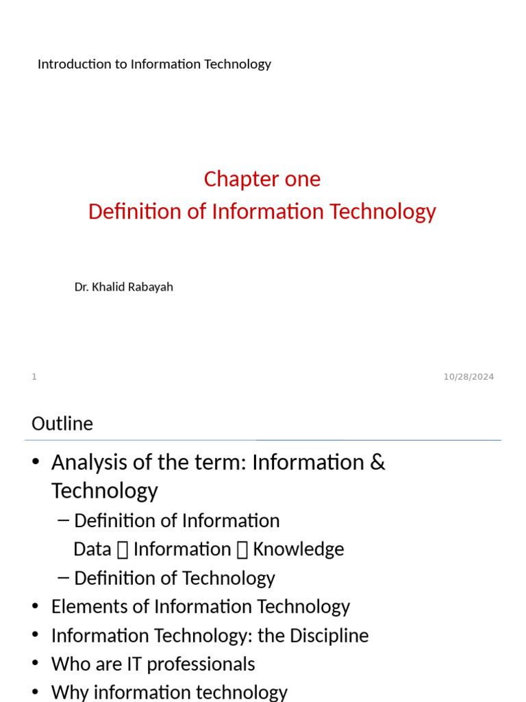 Ch1 Definition of IT | PDF | Information | Knowledge