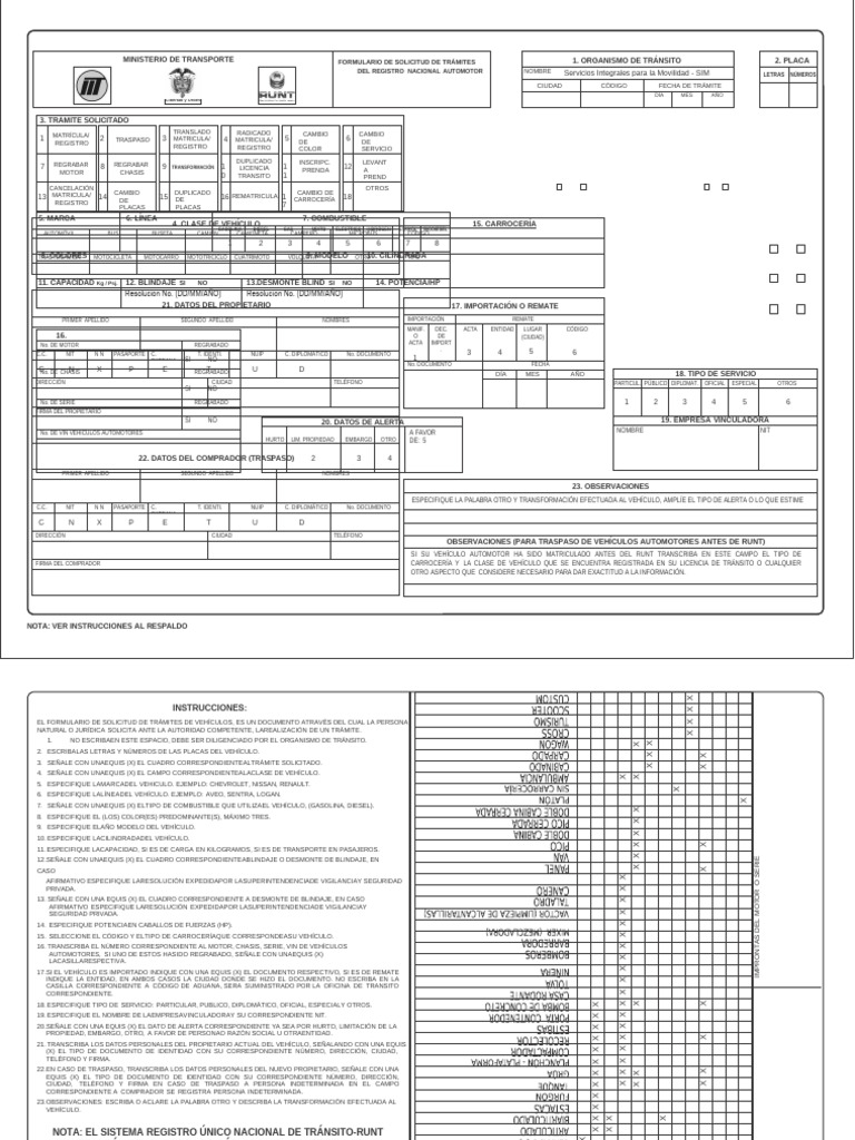 Formulario Traspaso de Vehiculos | PDF | Placa de matrícula del vehículo | Tecnología de vehículos