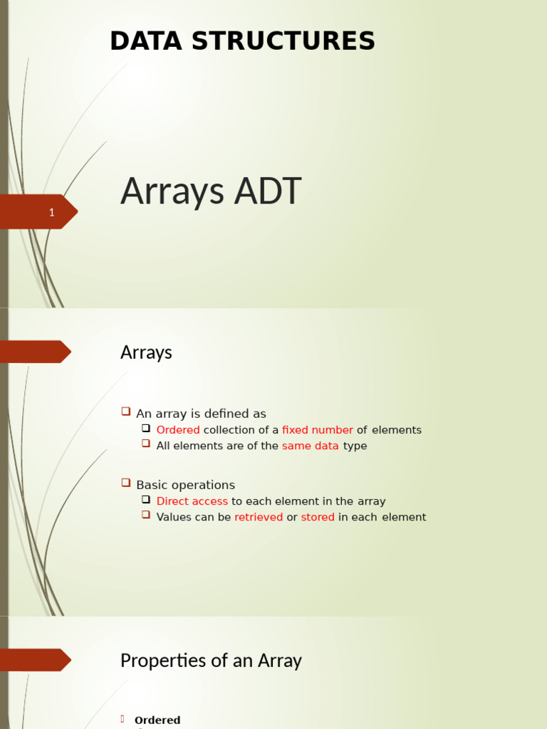 2 Dsa Array Adt Pdf Data Type C Programming Language 5223