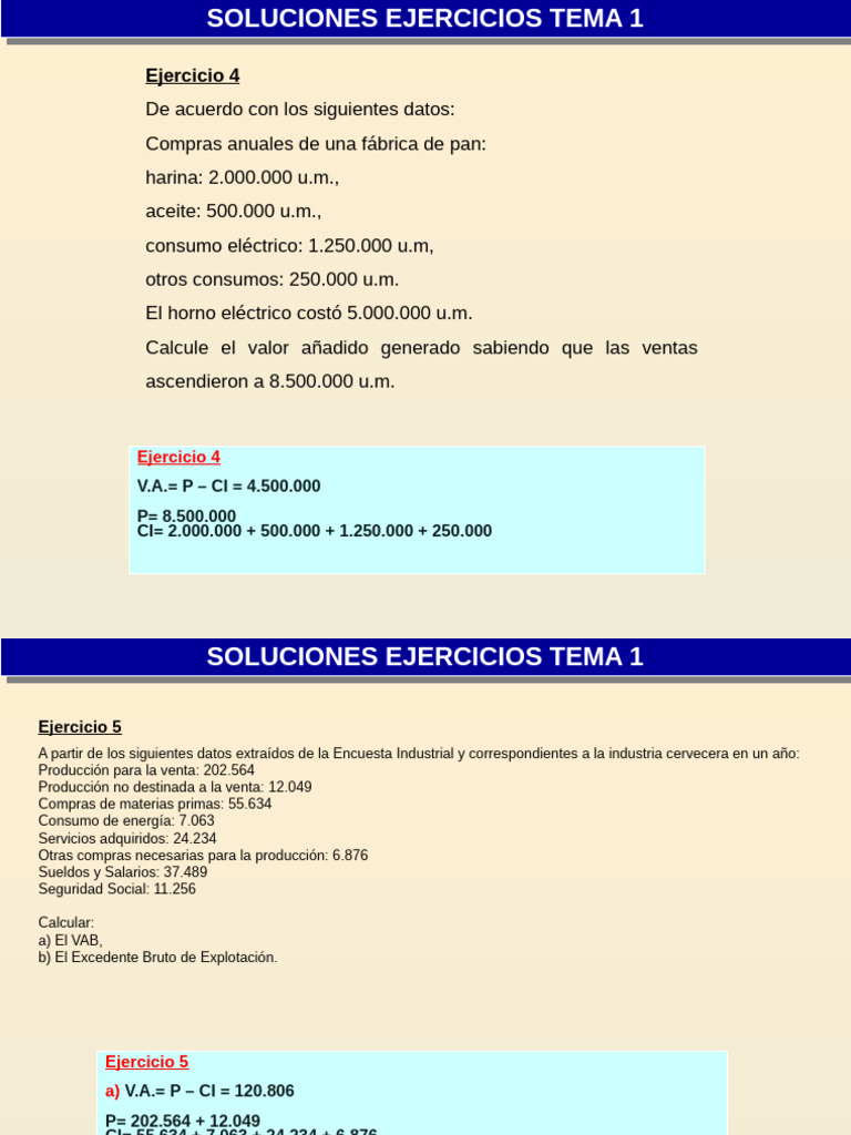 Soluciones Ejercicios Tema 1 | PDF | Producto Interno Bruto | Valor Bruto Agregado