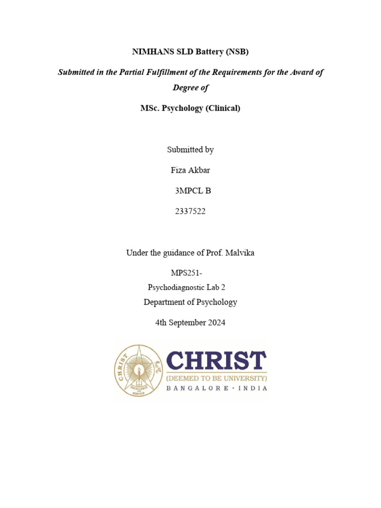 Nimhans SLD Battery (NSB) - 2337522 | PDF | Attention Deficit Hyperactivity Disorder | Learning ...