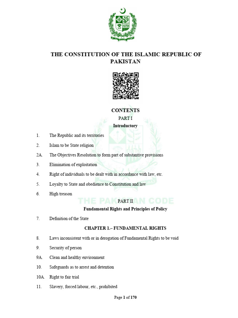 The Constitution of The Islamic Republic of Pakistan With All The ...