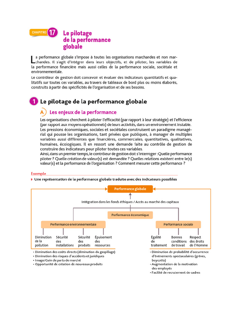 Chapitre 17 Le Pilotage de La Performance Globale - Contrôle de Gestion ...