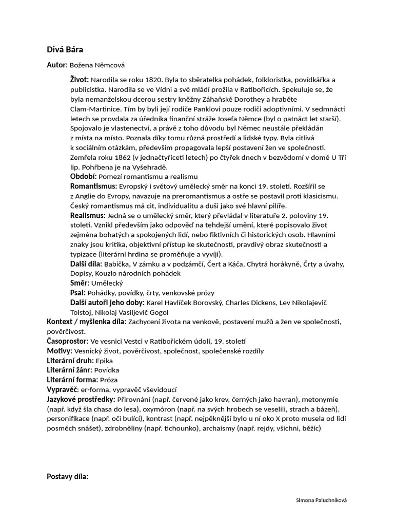 Divá Bára - Božena Němcová | PDF