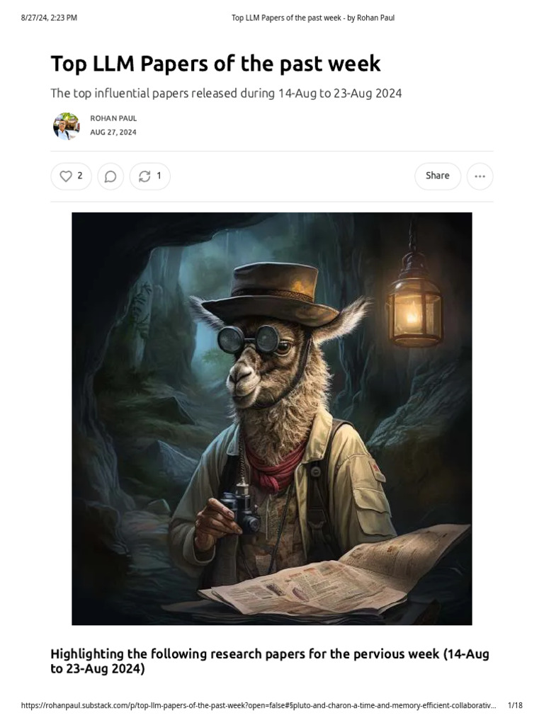 Top LLM Papers of Aug17-24 - by Rohan Paul | PDF | Parallel Computing | Routing