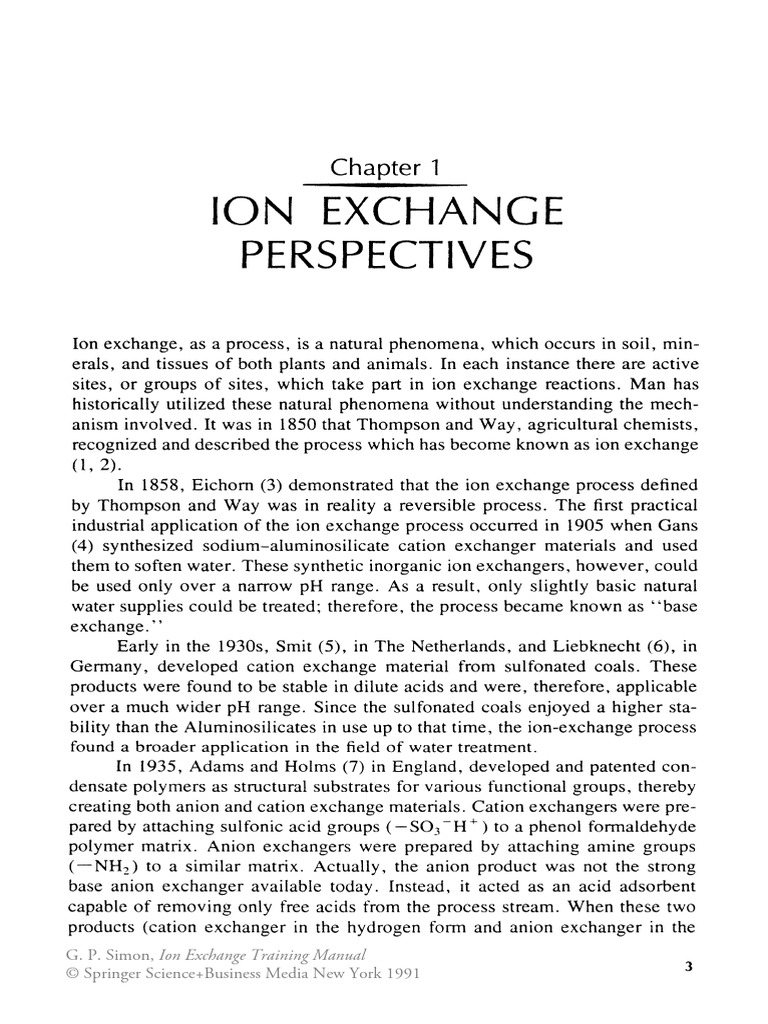 Historical Development of Ion Exchange | PDF | Ion Exchange | Ion