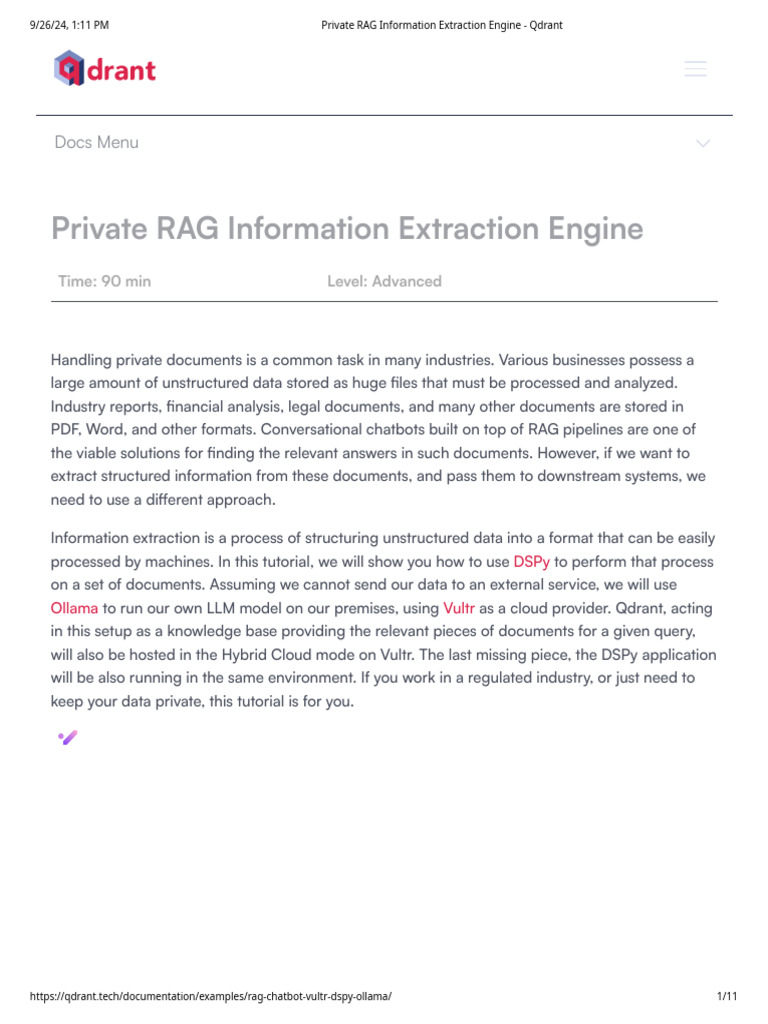Private RAG Information Extraction Engine - Qdrant | PDF | Cloud Computing | Computing