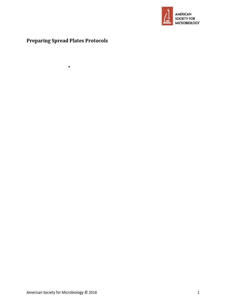 Preparing Spread Plates Protocols | PDF | Colony Forming Unit | Agar