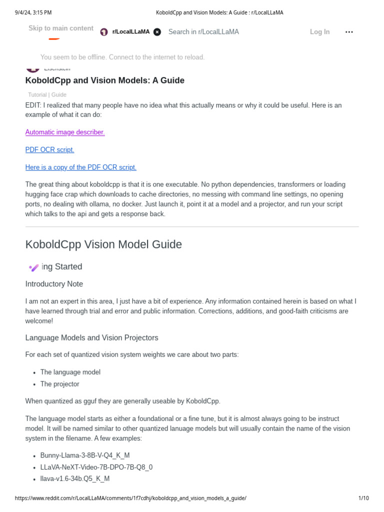 KoboldCpp and Vision Models - A Guide - R - LocalLLaMA | PDF | Computing