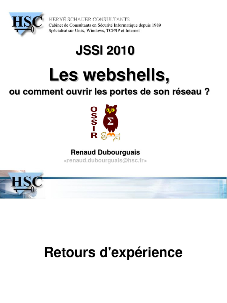 FR - OSSIR Les Webshells | PDF | Internet | Internet et Web