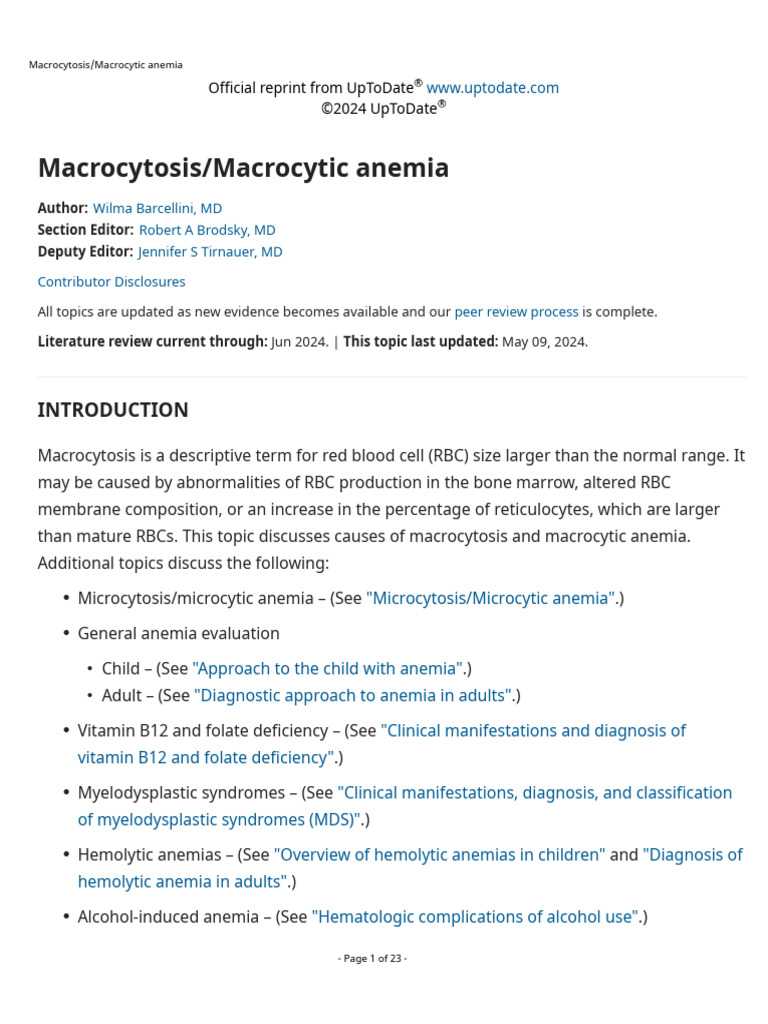 Macrocytosis - Macrocytic Anemia | PDF | Anemia | Vitamin B12