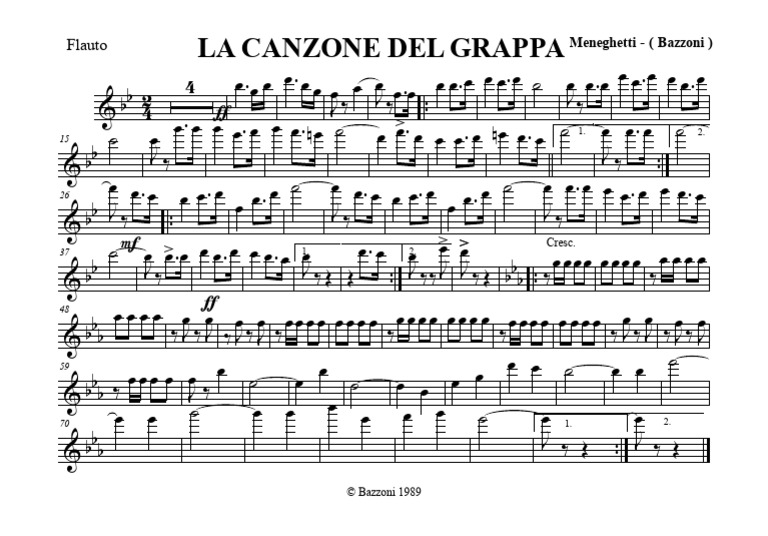 La Canzone Del Grappa Flauto | PDF