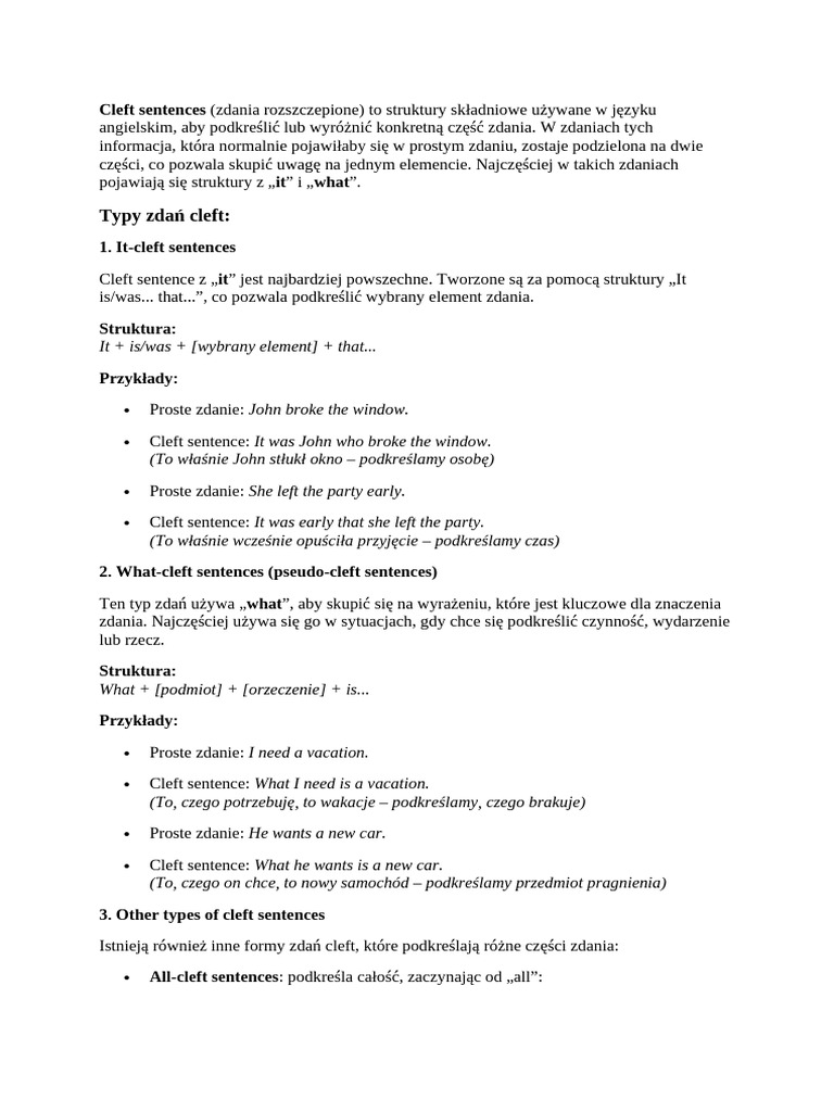Cleft Sentences & Fronting | PDF
