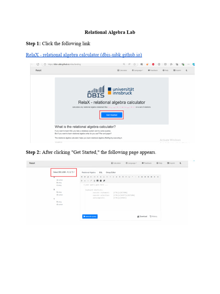 Relational Algebra Lab Helping Material | PDF